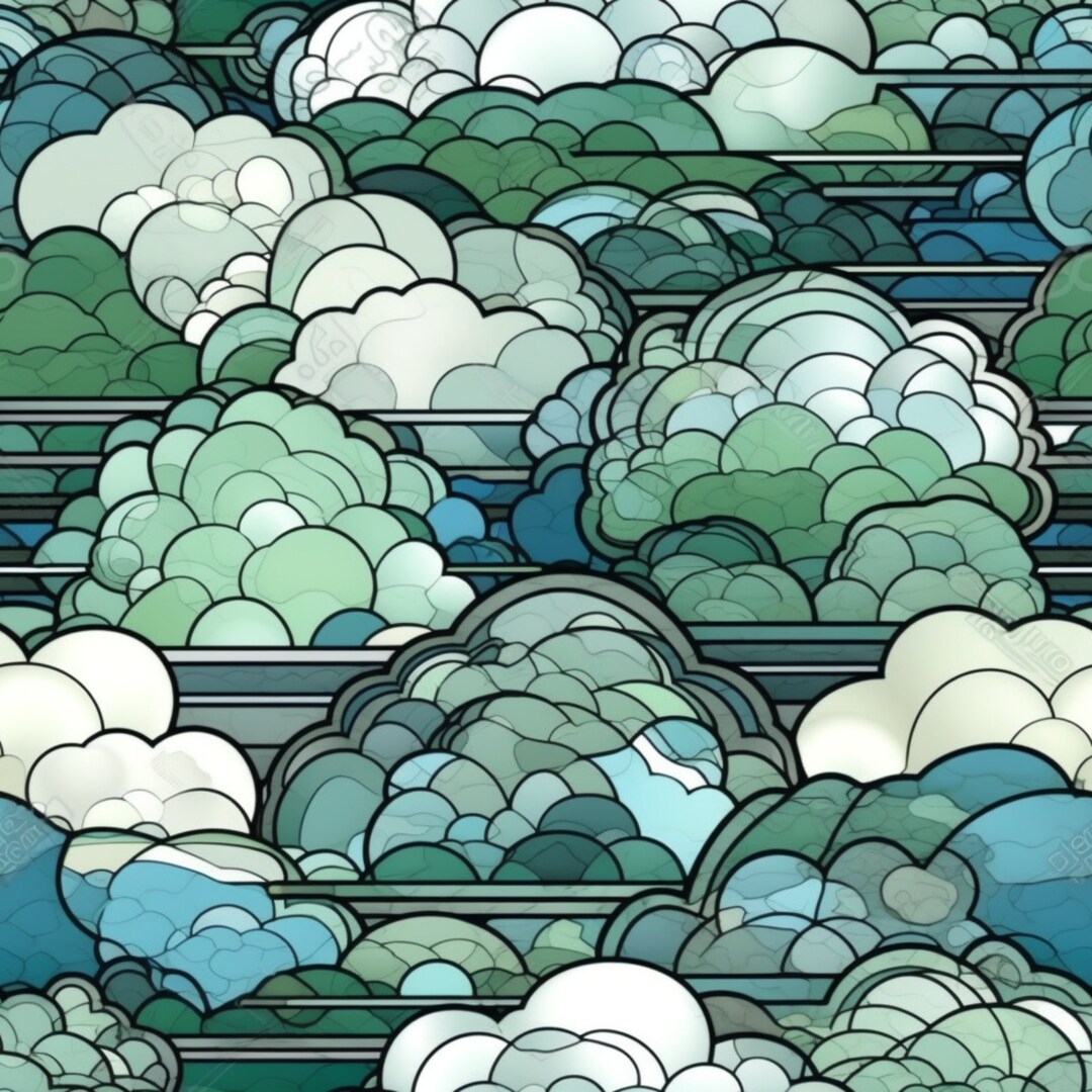 Digital Download Repeatable Pattern Stained Glass Clouds - Etsy