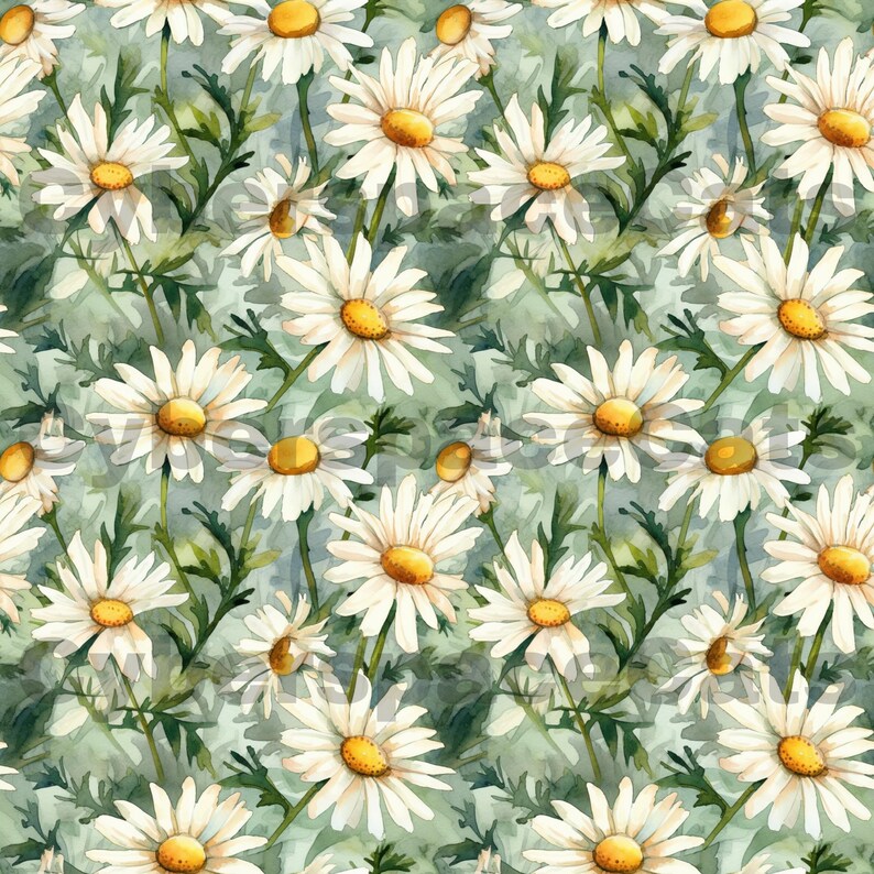 Digital Download, Repeatable Pattern, Water Color Daisies- 002 - Etsy