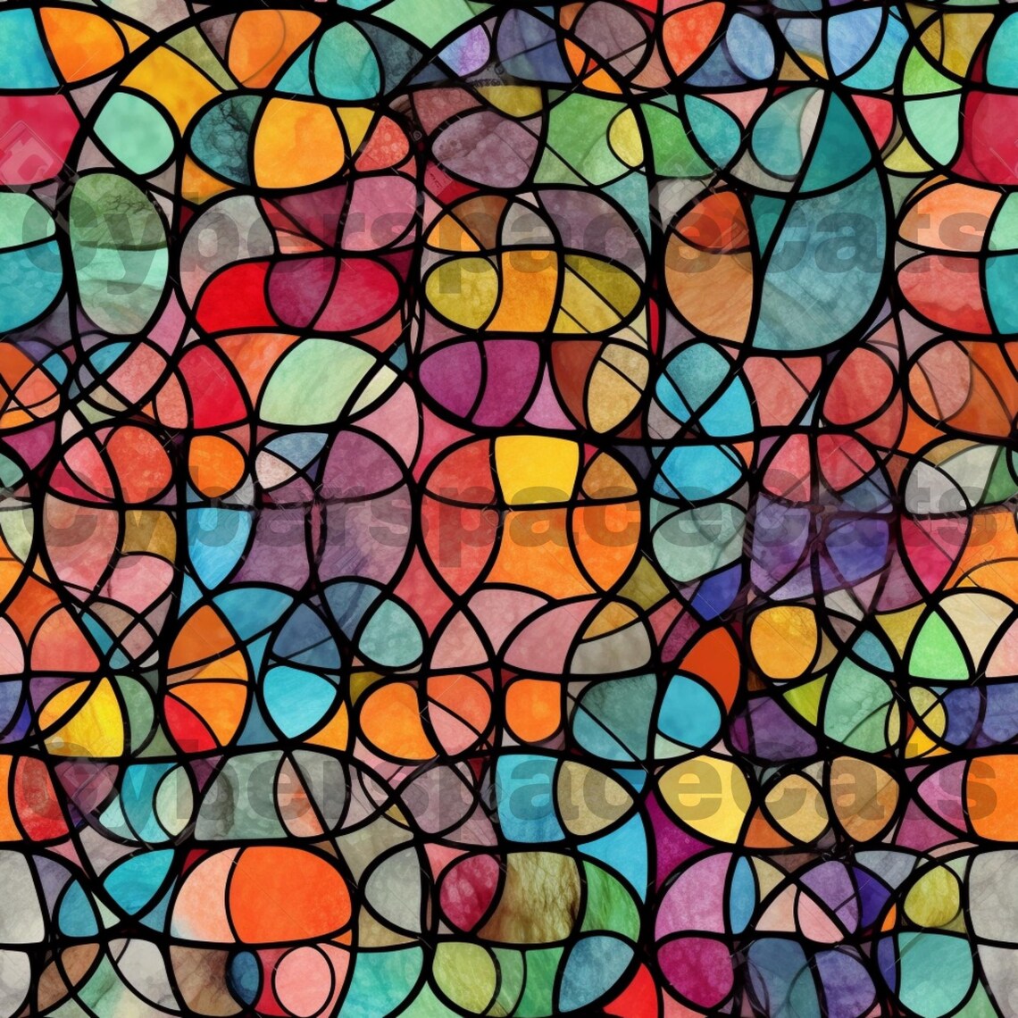 Digital Download- Repeatable Pattern, Stained Glass Circles Multi- 002 ...