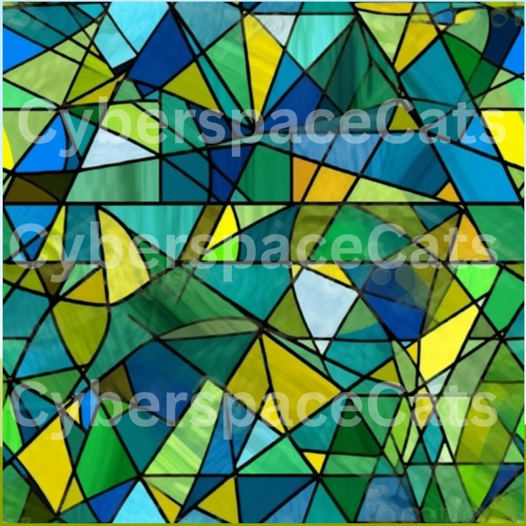 Digital Download, Repeatable Pattern, Stained Glass Triangles, Blue ...