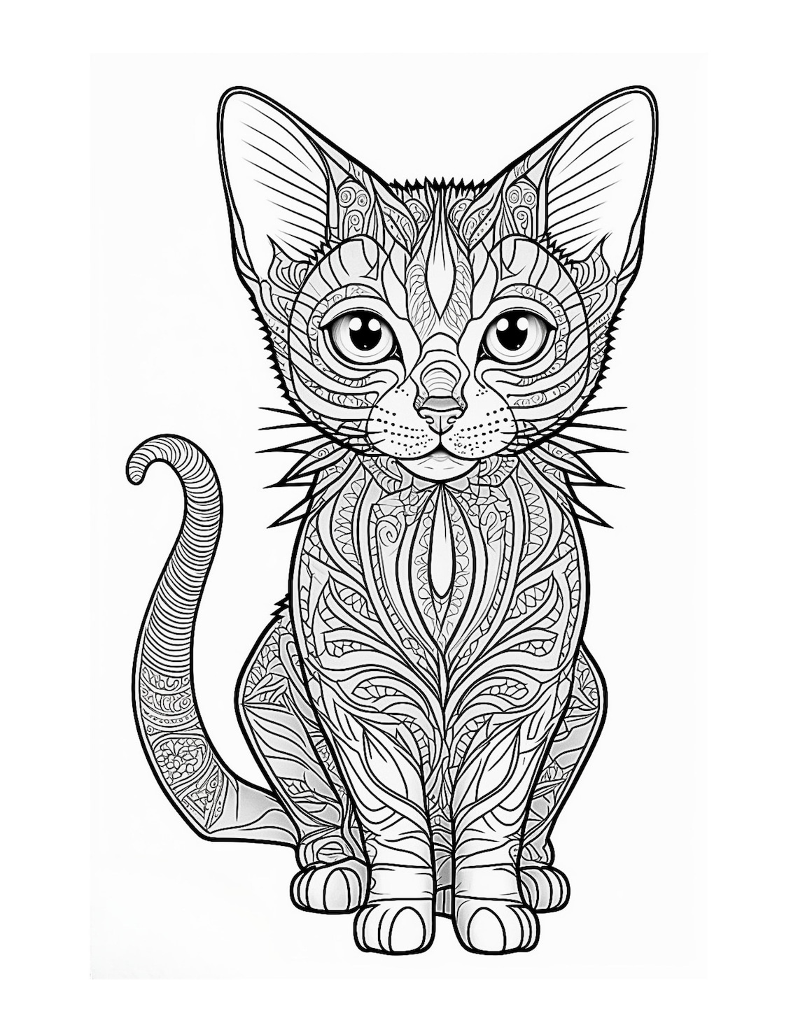 25 Cat Mandala Coloring Pages _ Instant Download_ Grayscale Coloring ...