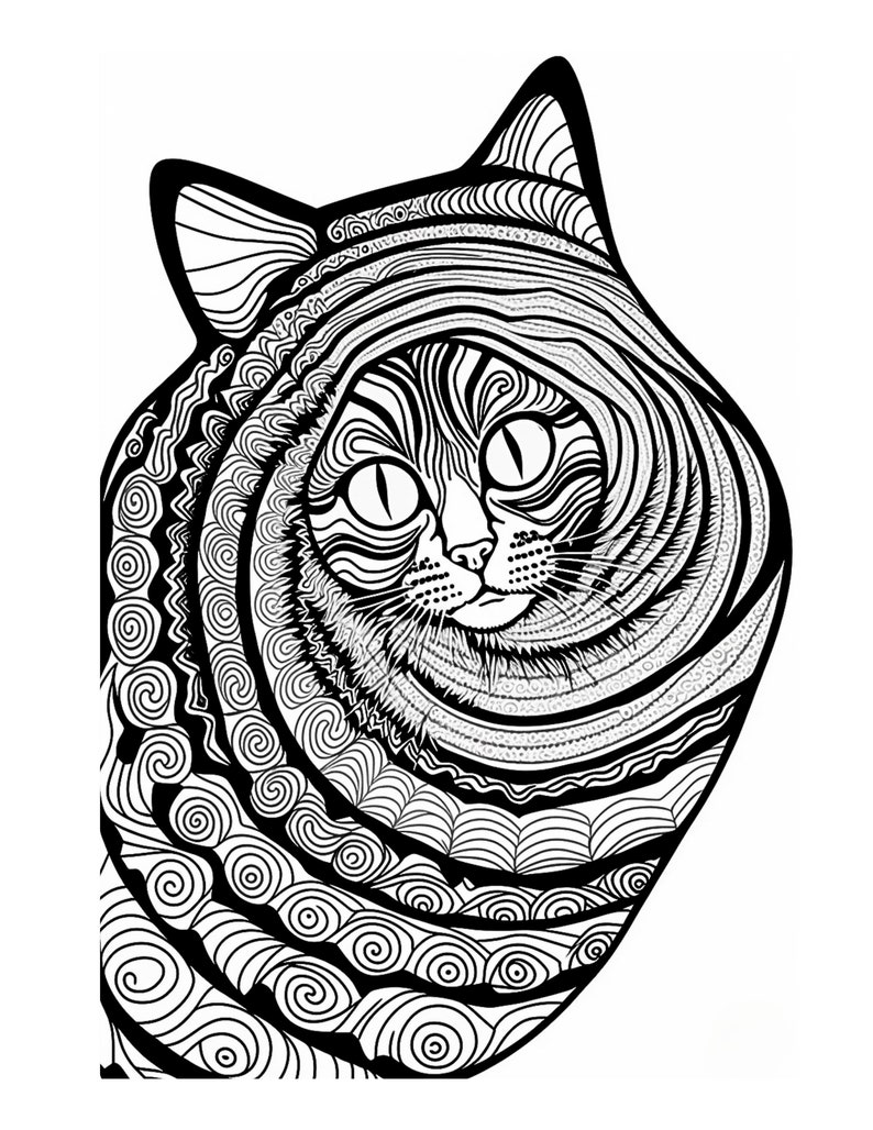 25 Cat Mandala Coloring Pages _ Instant Download_ Grayscale Coloring ...