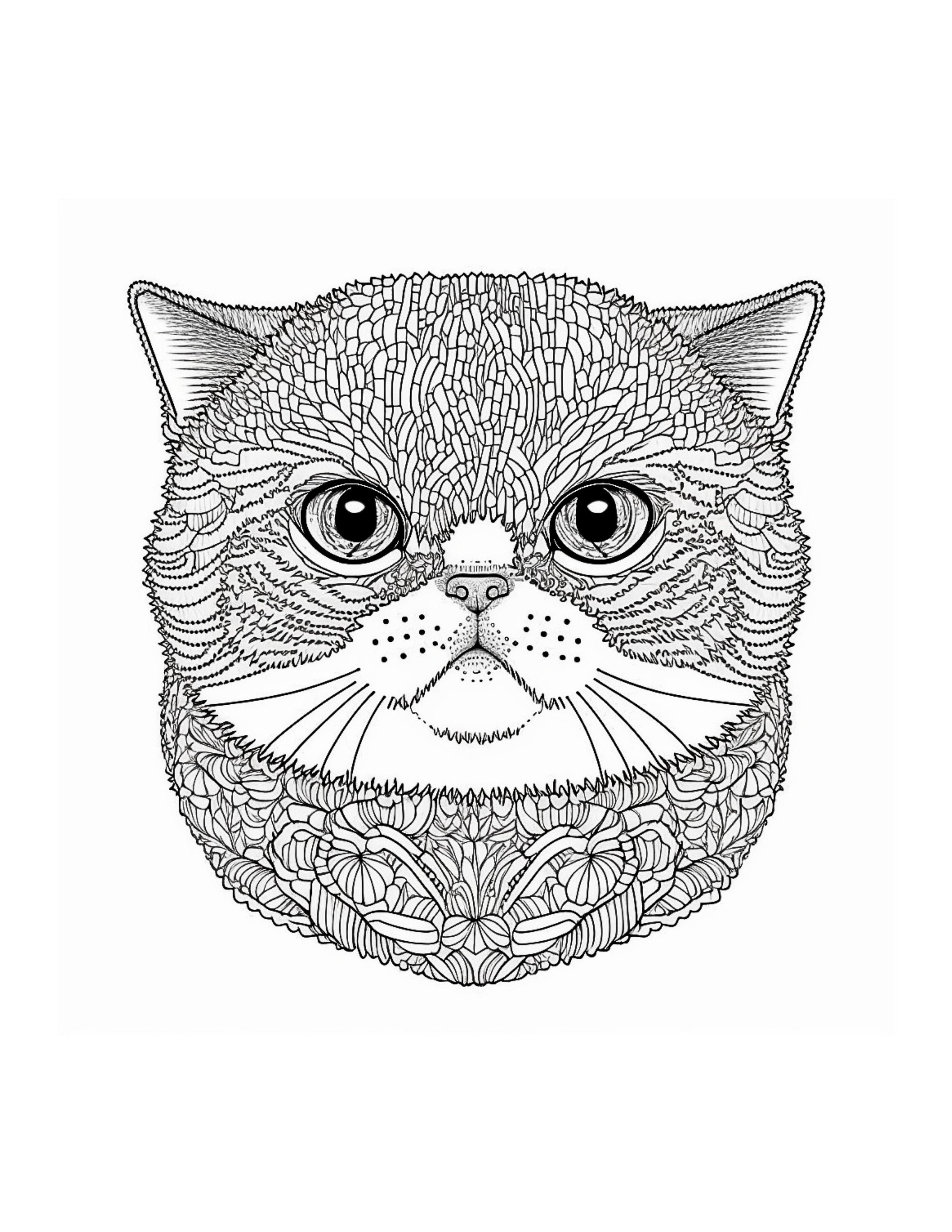 7 Cat Mandala Coloring Pages III _ Instant Download_ Grayscale Coloring ...