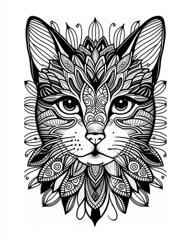 Mandala Cat Dreams the BIG Cat Coloring Book for Children and Adults ...