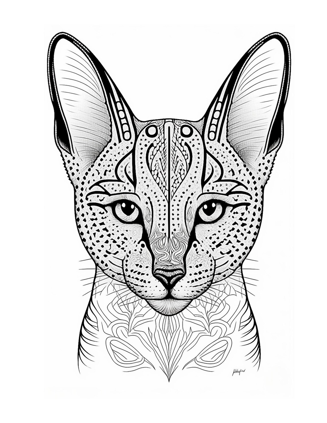 7 Cat Mandala Coloring Pages III _ Instant Download_ Grayscale Coloring ...
