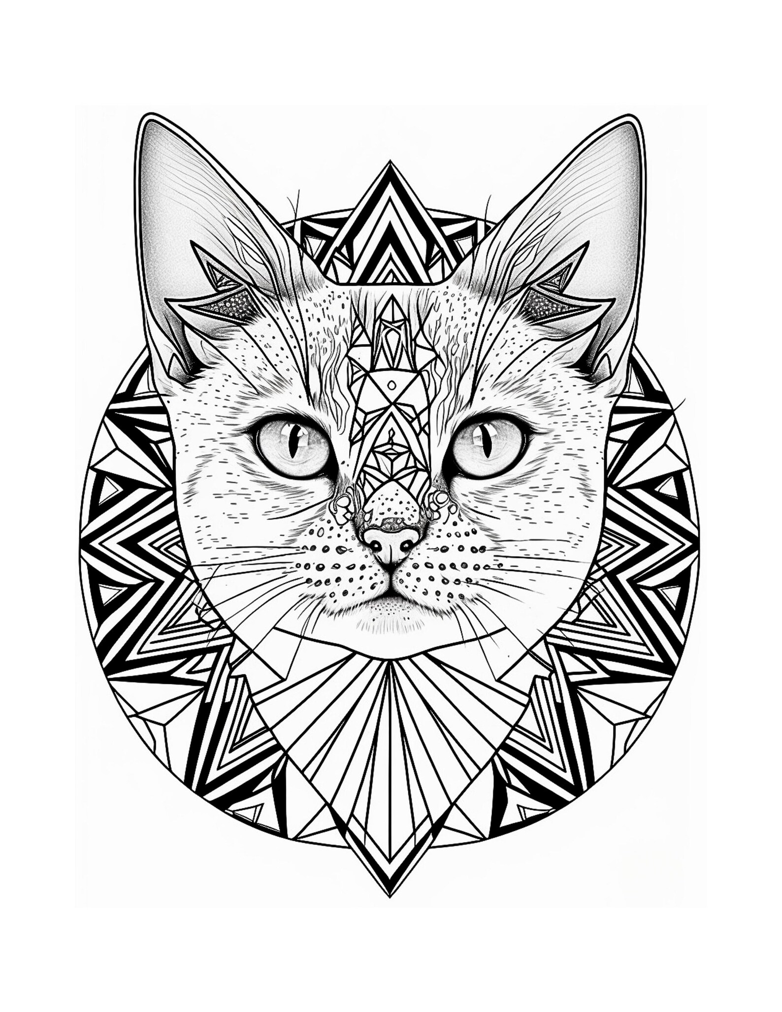 25 Cat Mandala Coloring Pages _ Instant Download_ Grayscale Coloring ...