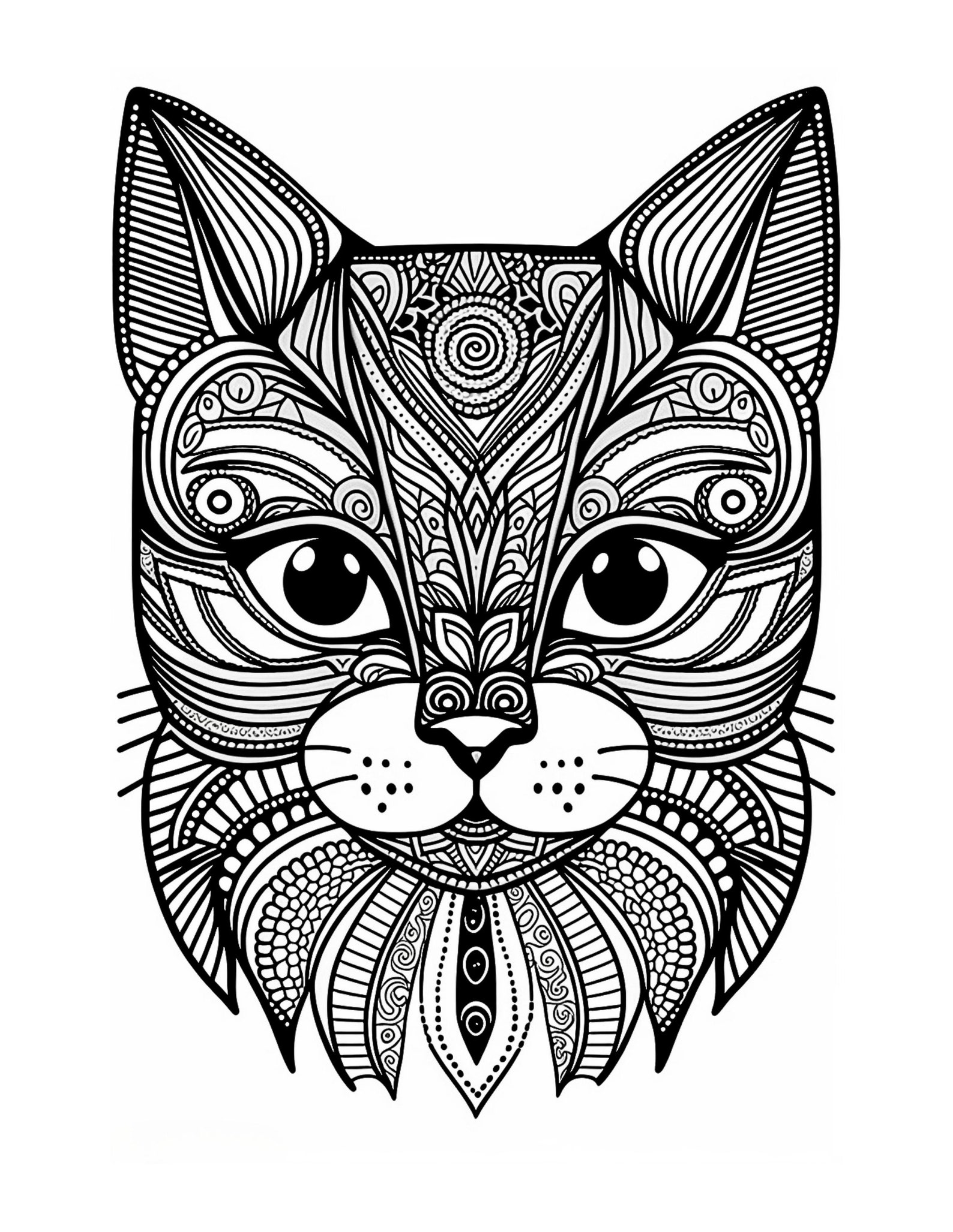 7 Cat Mandala Coloring Pages I _ Instant Download_ Grayscale Coloring ...
