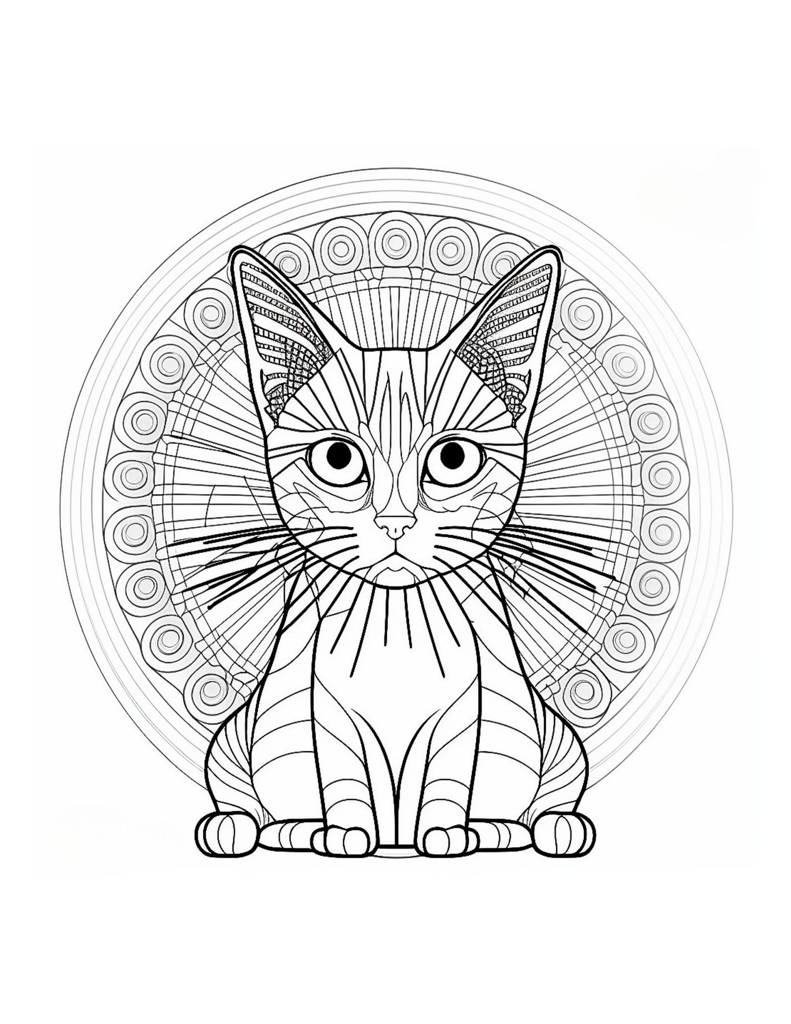 25 Cat Mandala Coloring Pages _ Instant Download_ Grayscale Coloring ...