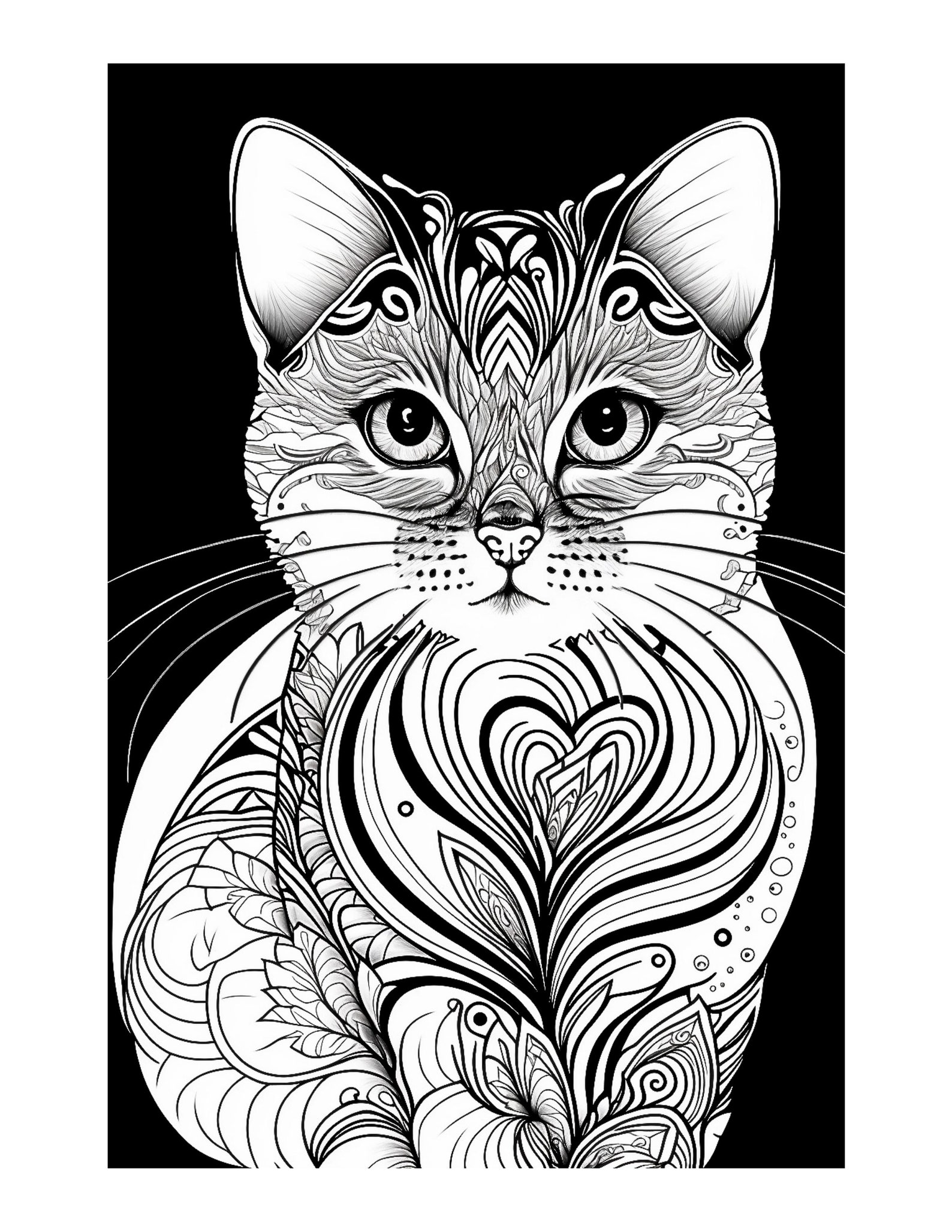 12 Cat Mandala Coloring Pages II _ Instant Download_ Grayscale Coloring ...