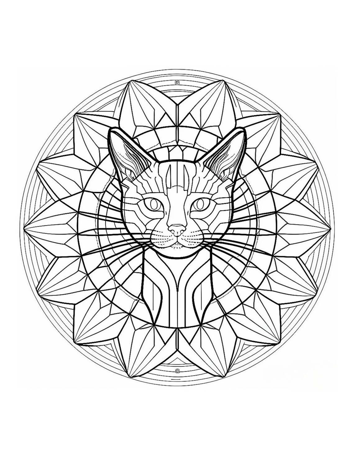 12 Cat Mandala Coloring Pages II _ Instant Download_ Grayscale Coloring ...