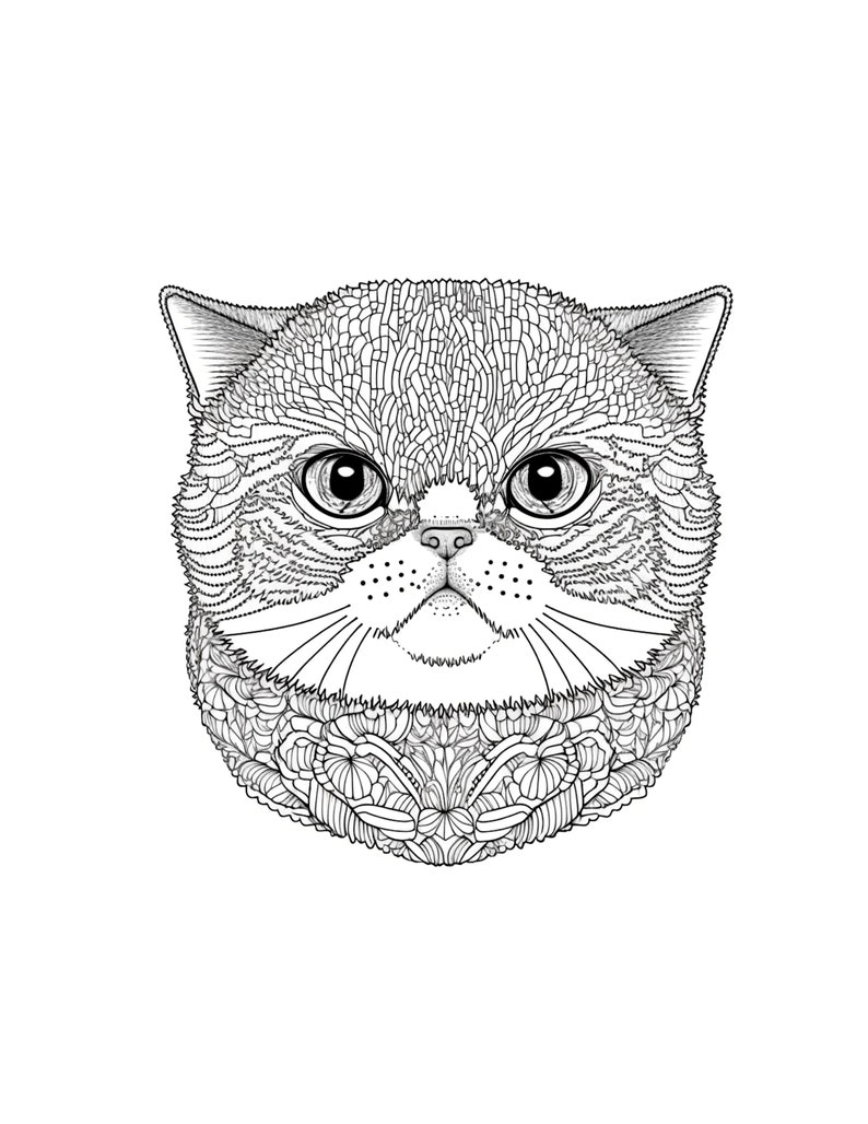 7 Cat Mandala Coloring Pages I _ Instant Download_ Grayscale Coloring ...
