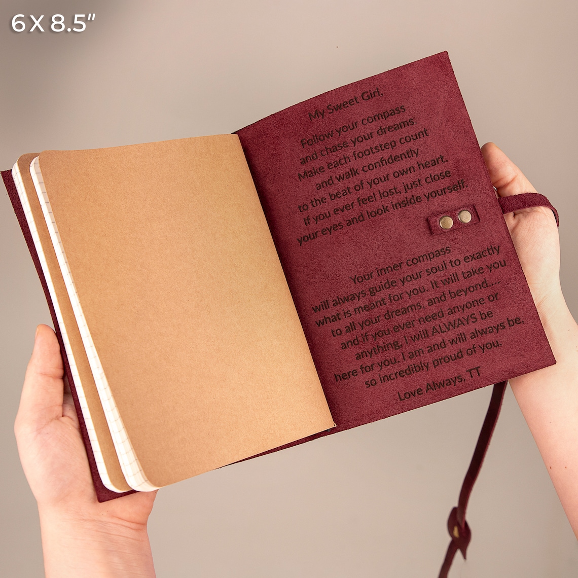 Burgundy Leather Journal With Monogram, Burgundy Blank Leather Notebook ...