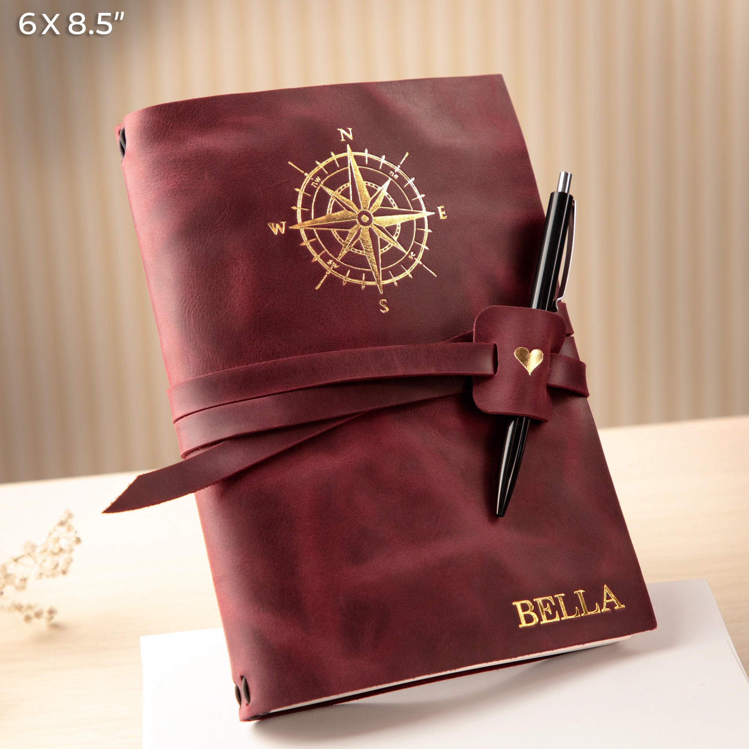 Burgundy Leather Journal With Monogram, Burgundy Blank Leather Notebook ...