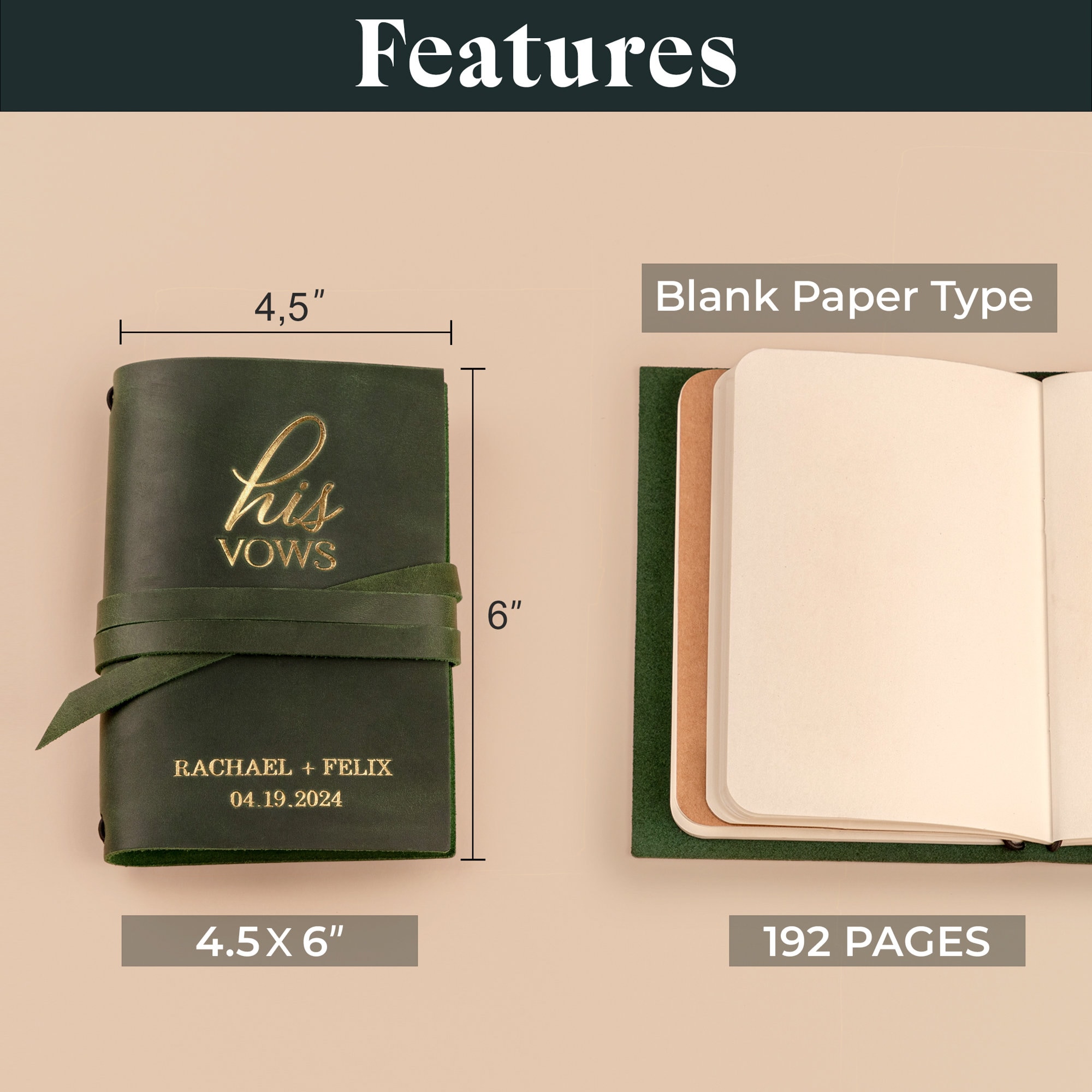 His Vows or Her Vows Books Personalized With Stamped Name And/or Date ...