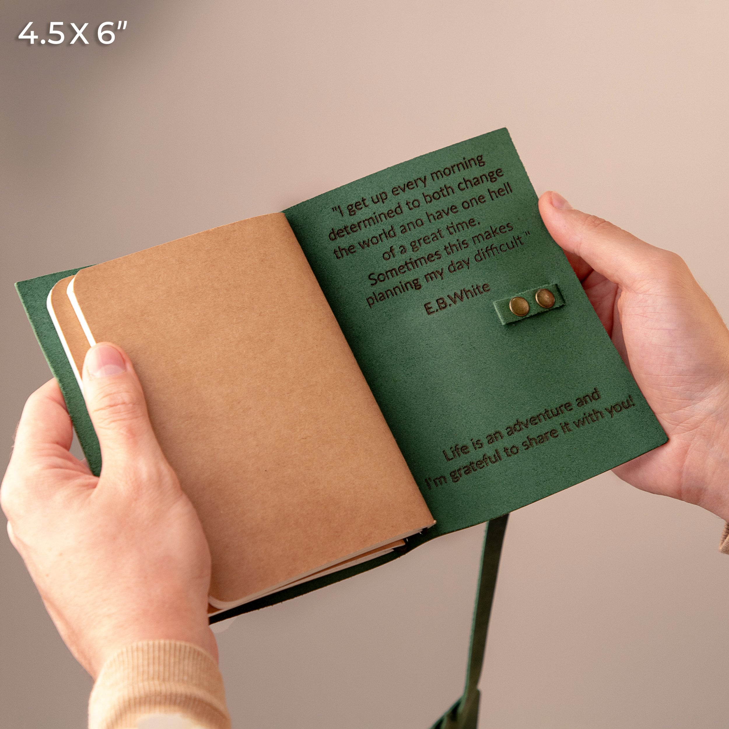 Green Leather Journal, Refillable Notebook With Green Leather Cover ...