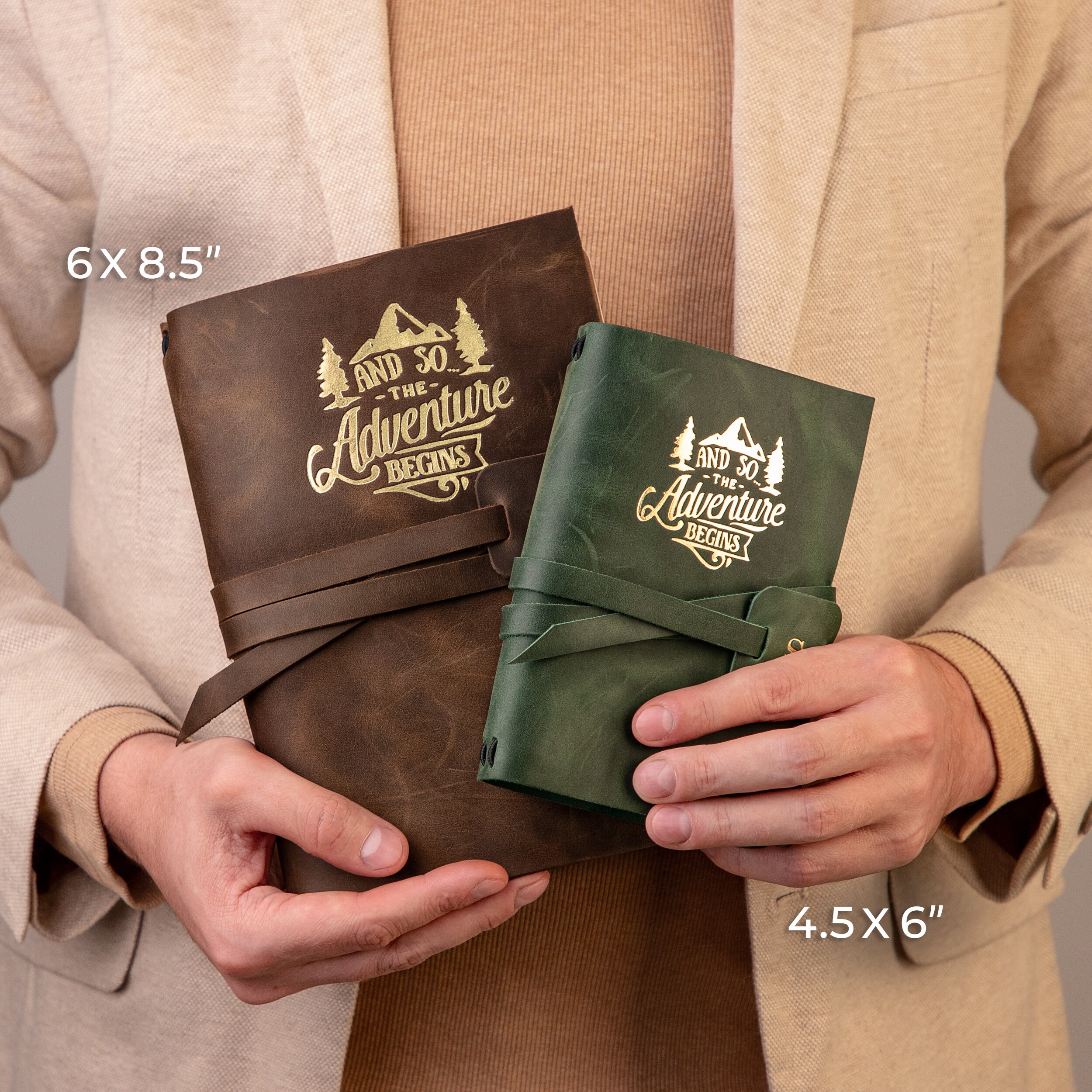 Green Leather Journal, Refillable Notebook With Green Leather Cover ...