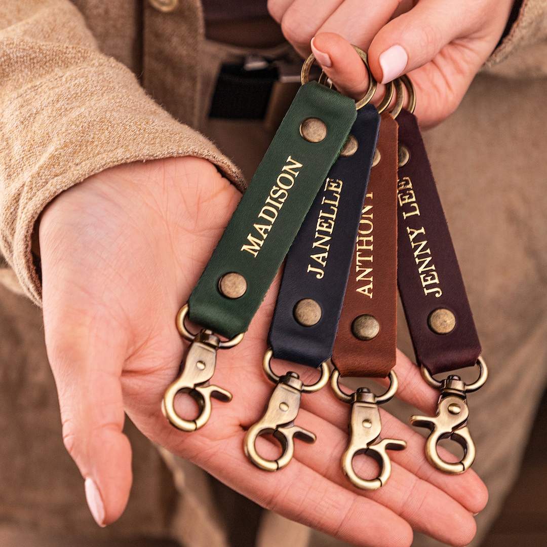 Personalized Leather Keyfob, Monogrammed Key Fob With Clip, Custom ...