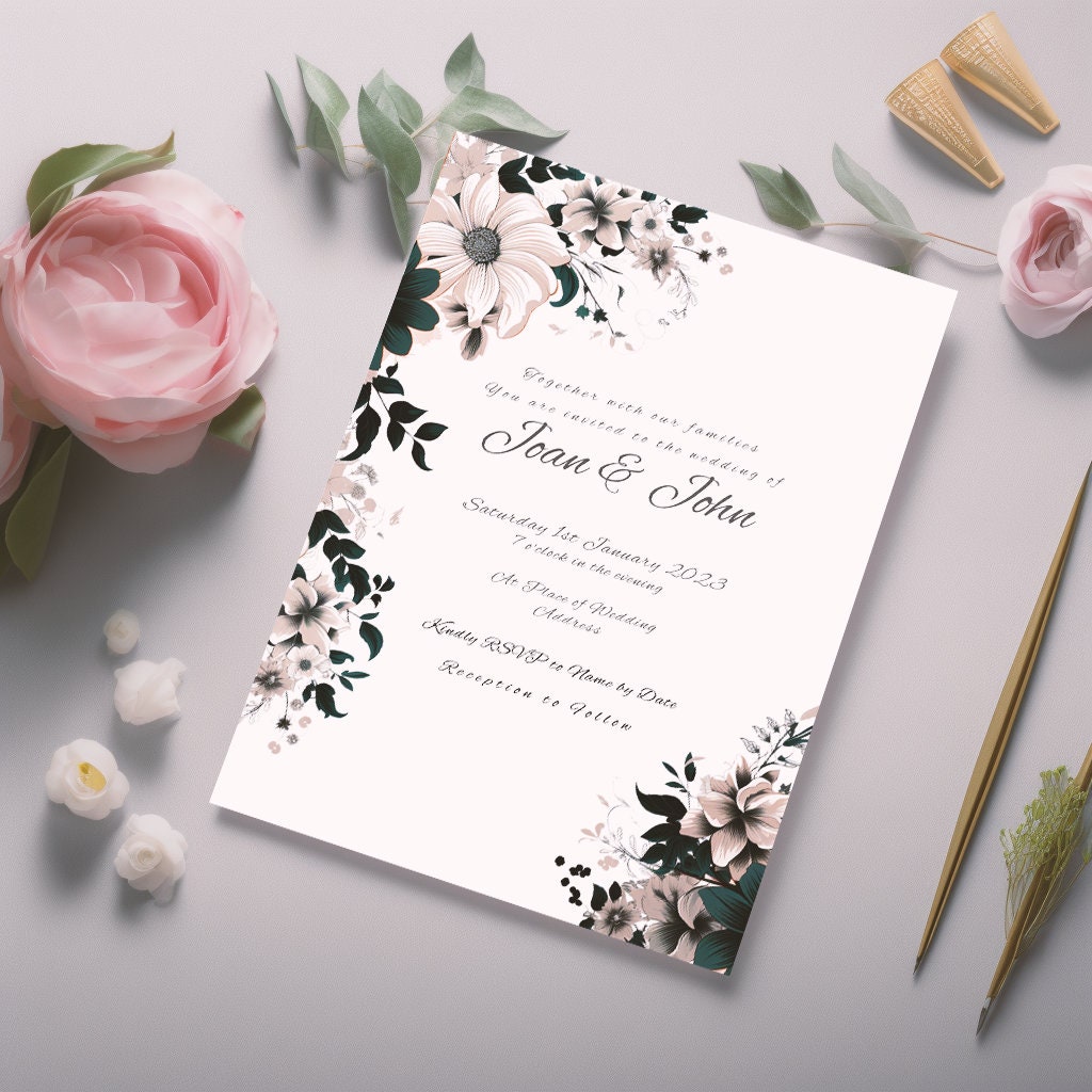 Modern Wedding Invitation Template Instant Download Elegant DIY Invite ...