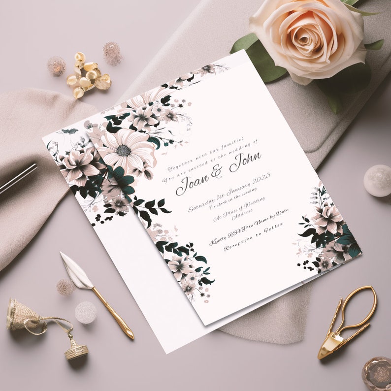 Modern Wedding Invitation Template Instant Download - Etsy