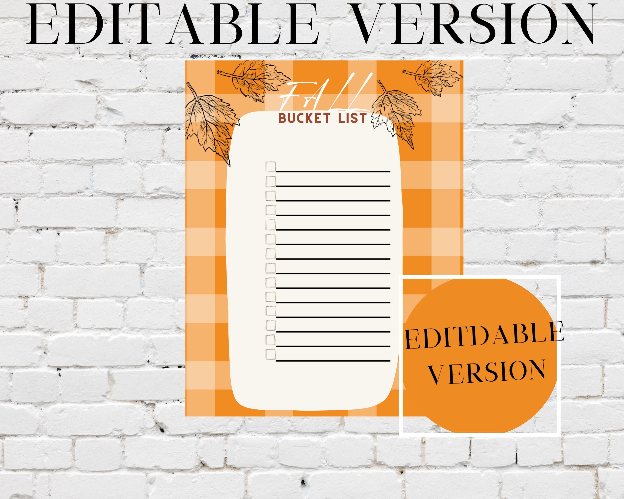 Fall Bucket List Printable, Autumn Bucket List Template, Editable Fall ...