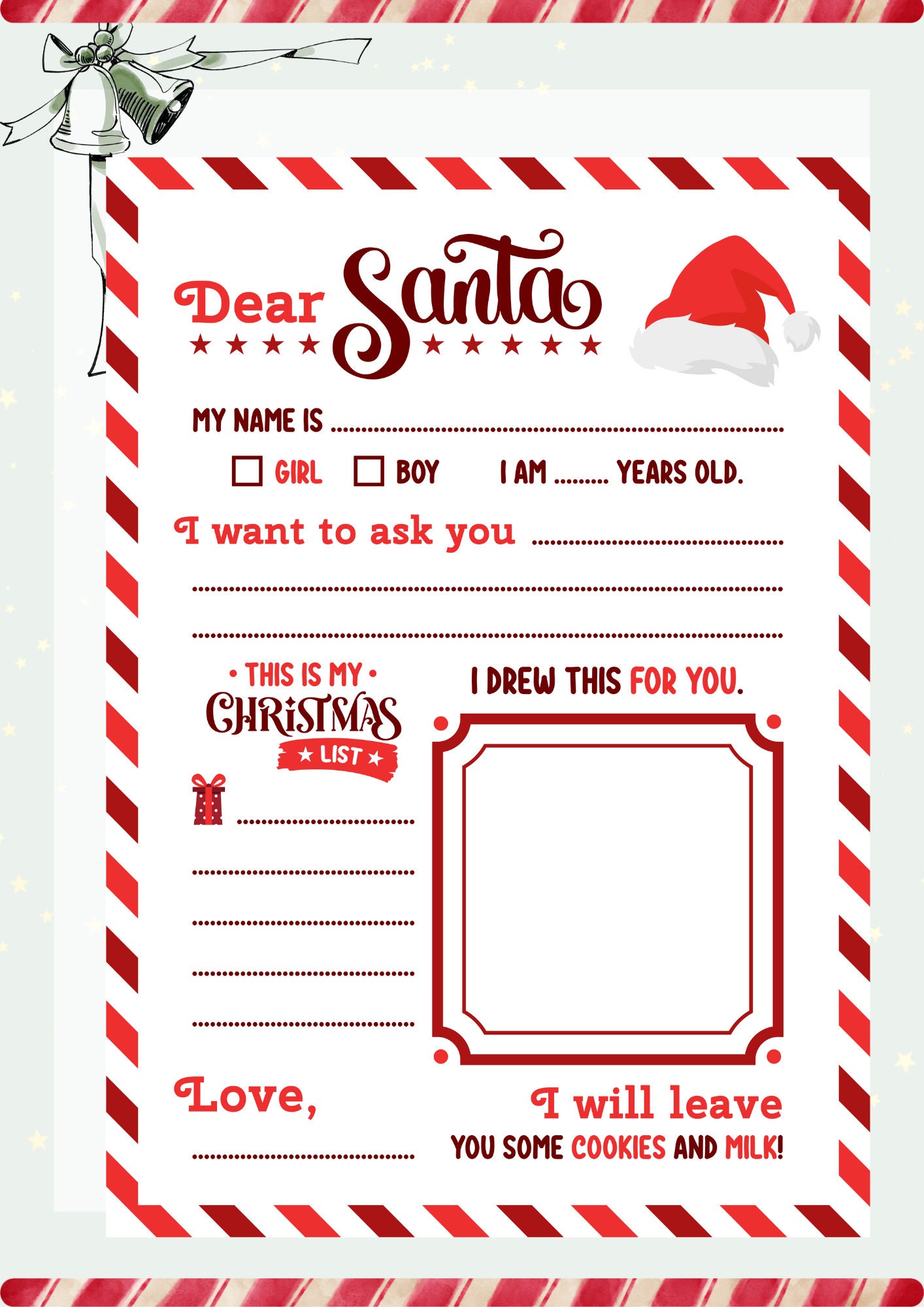 Letter to Santa PRINTABLE / Kids Letter to Santa / Santa - Etsy
