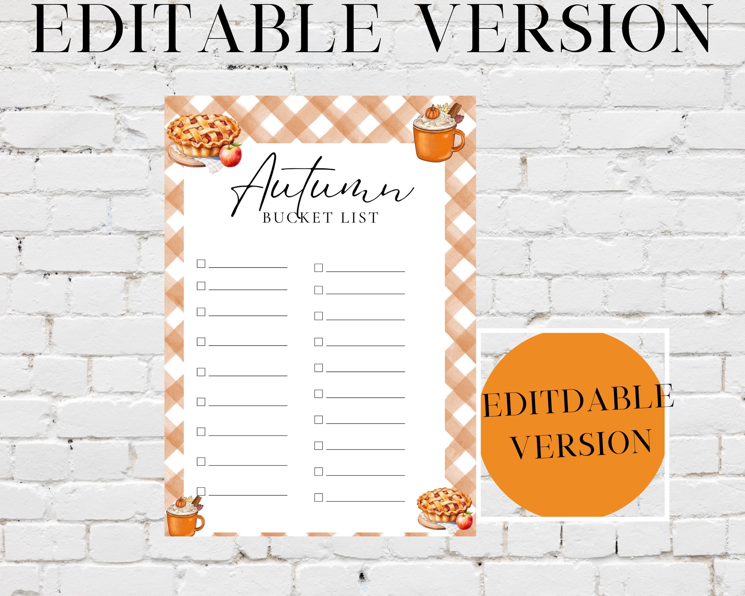 Fall Bucket List Printable, Autumn Bucket List Template, Editable Fall ...
