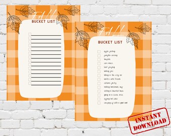Fall Bucket List Printable, Autumn Bucket List Template, Editable Fall ...