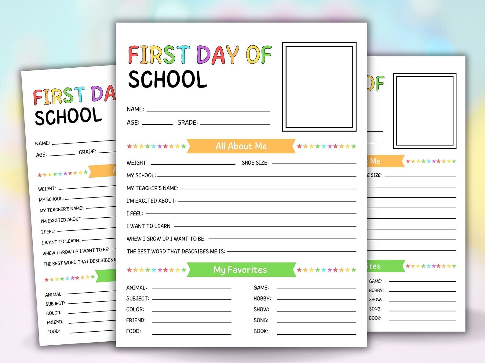 First Day of School Questionnaire, Back to School Questionnaire, Back ...