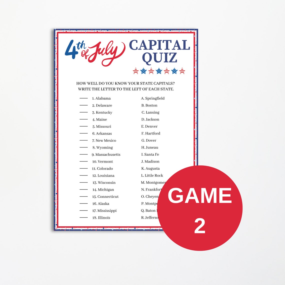 4th of July Games, July 4th Games, Independence Day Games, Patriotic ...
