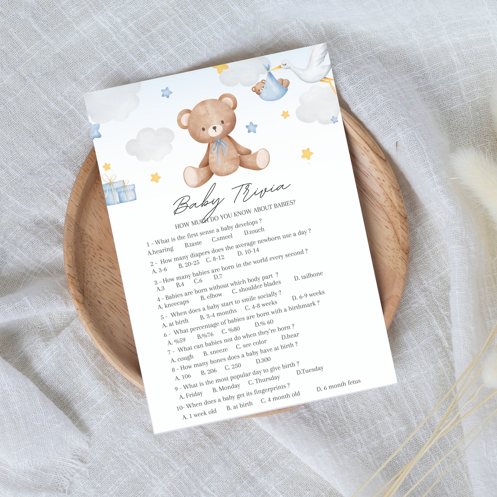 Teddy Bear Baby Shower Games, Boy Baby Shower Game Bundle, Bear Themed ...
