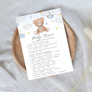 Teddy Bear Baby Shower Games, Boy Baby Shower Game Bundle, Bear Themed ...
