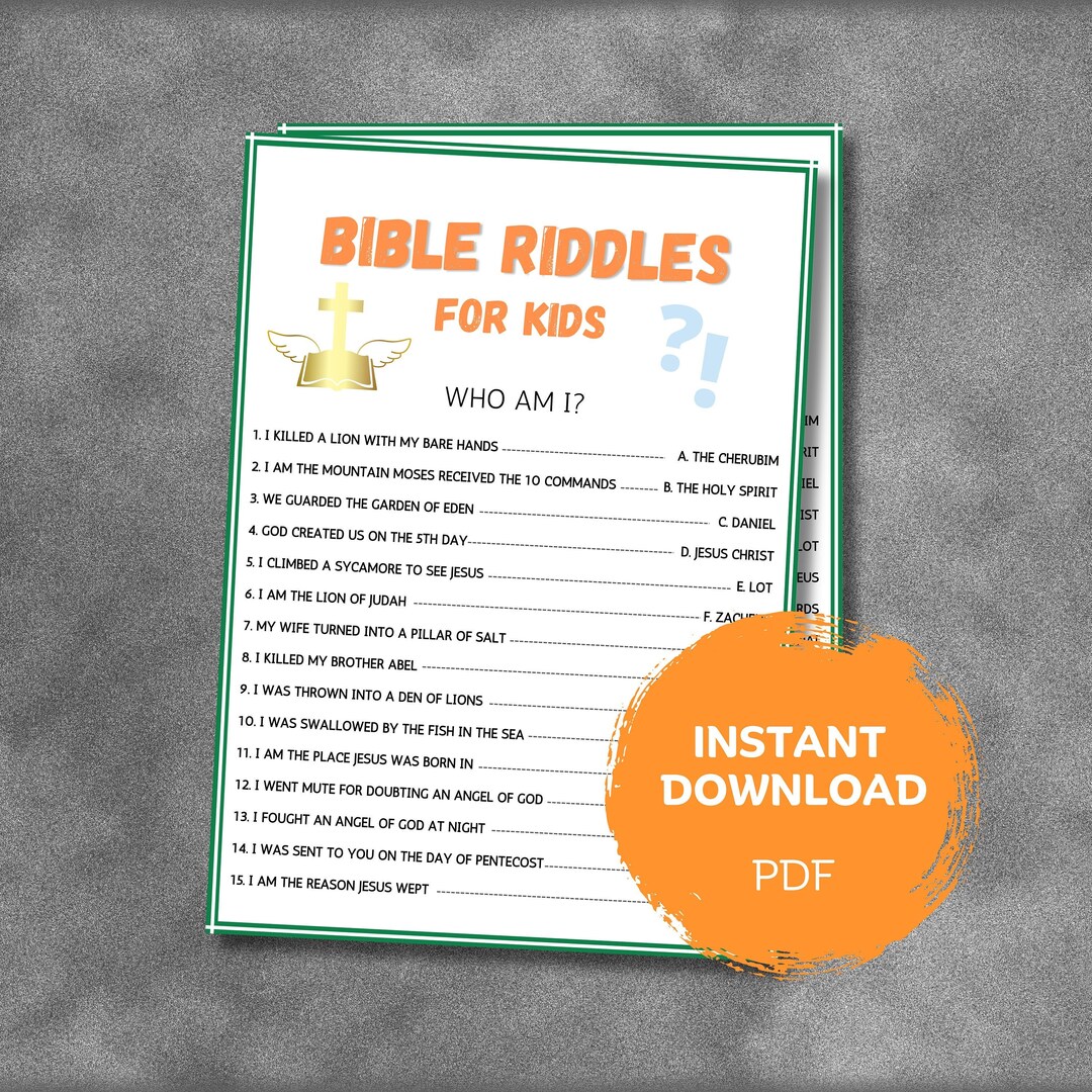 Bible Games Who Am I Bible Riddles for Kids, Sunday School Games, Kids ...