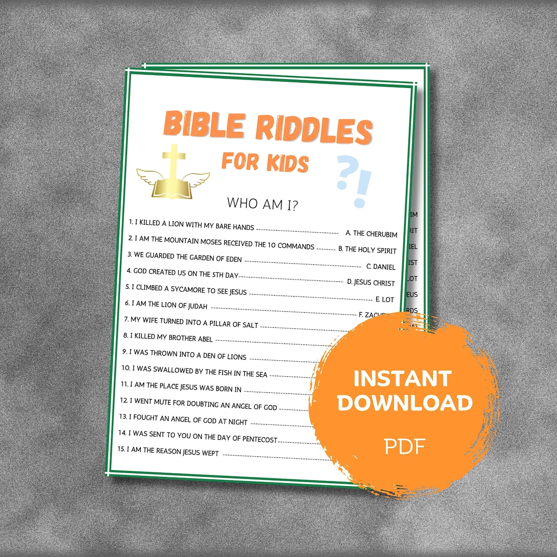 Bible Games Who Am I Bible Riddles for Kids, Sunday School Games, Kids ...