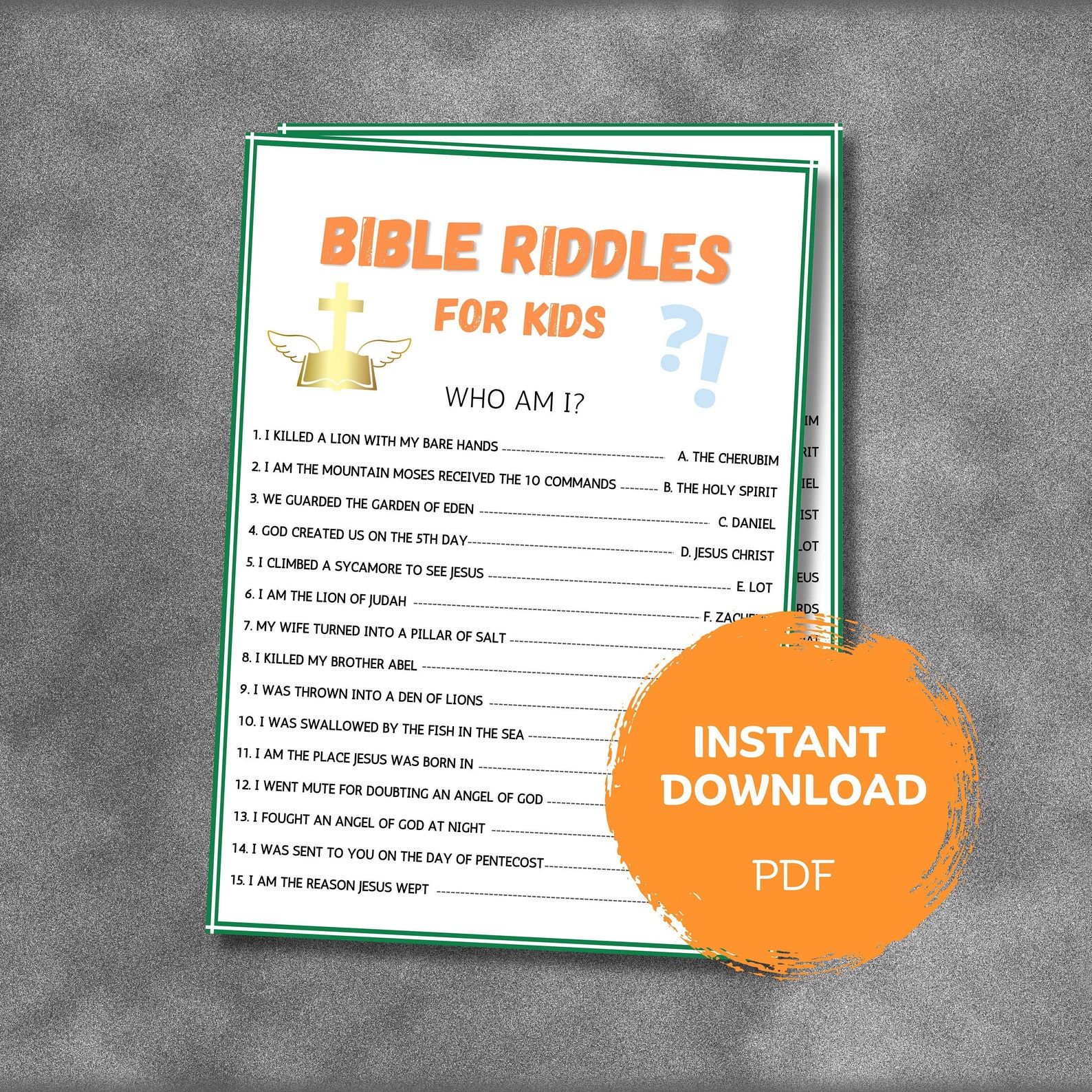 Bible Games Who Am I Bible Riddles for Kids, Sunday School Games, Kids ...