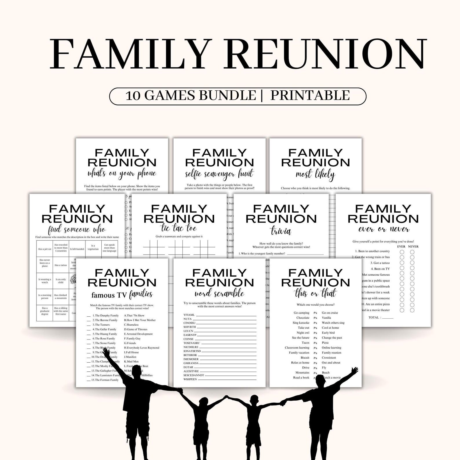 Printable Family Reunion Games for Large Groups Family Get Together ...