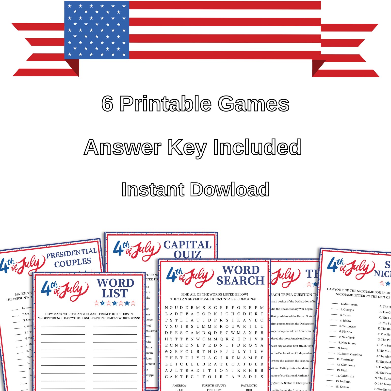 4th of July Games, July 4th Games, Independence Day Games, Patriotic ...