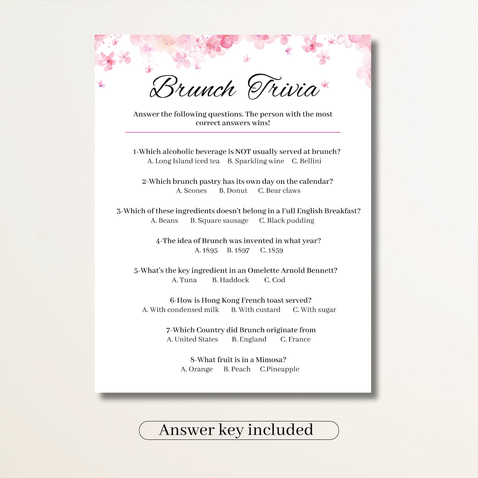 Printable Brunch Games for Adults | Floral Baby Shower Brunch Games ...