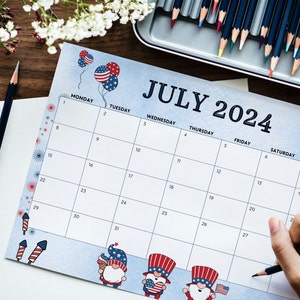 Printable 4th of July Independence Day, July 2024 Calendar ,monthly ...