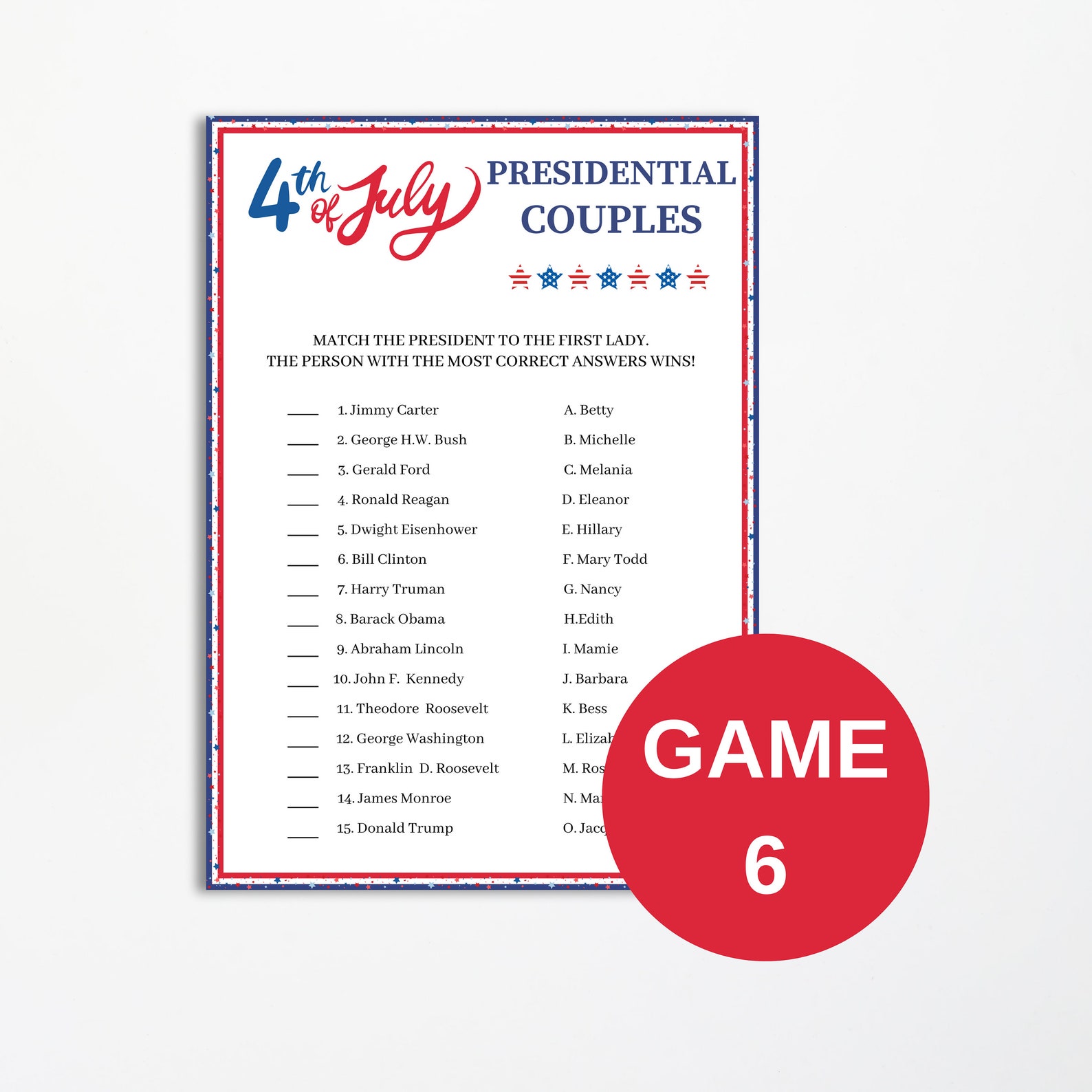 4th of July Games, July 4th Games, Independence Day Games, Patriotic ...