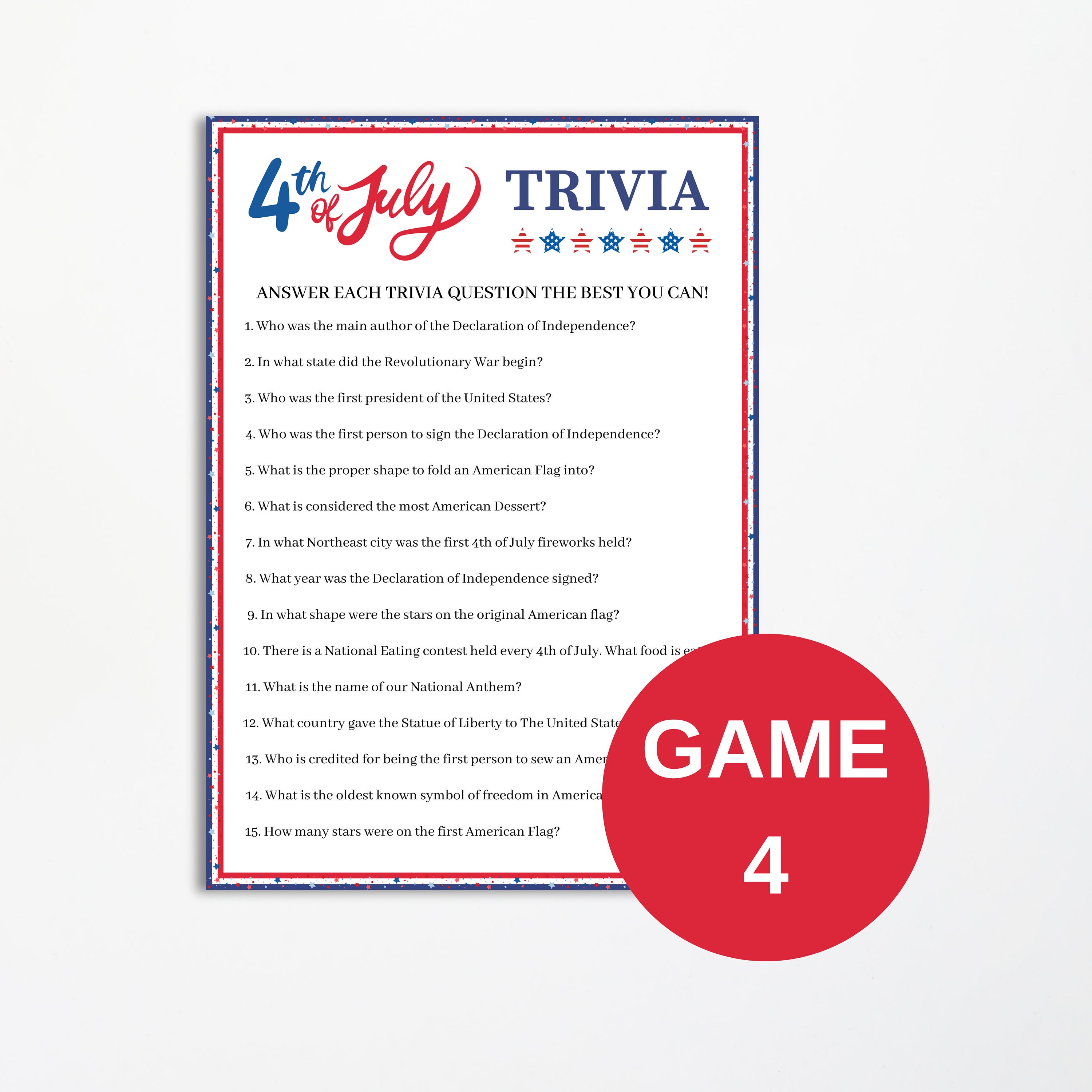 4th of July Games, July 4th Games, Independence Day Games, Patriotic ...