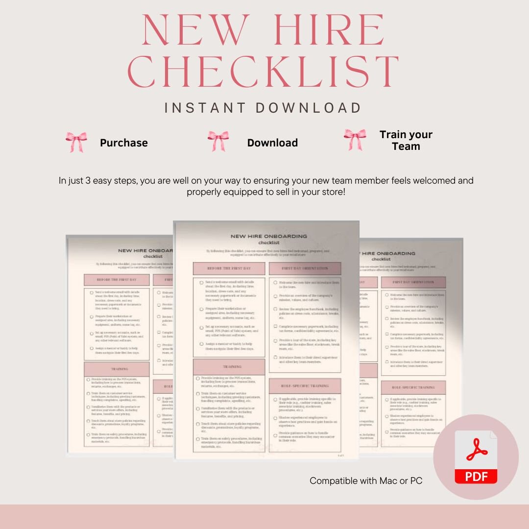 New Hire Checklist for Retail Store Onboarding Checklist training ...