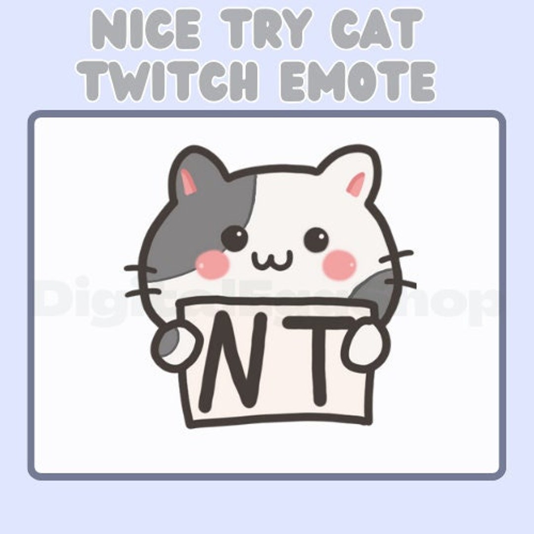 Buen intento Emote de Twitch de gato lindo gris y blanco - Etsy México