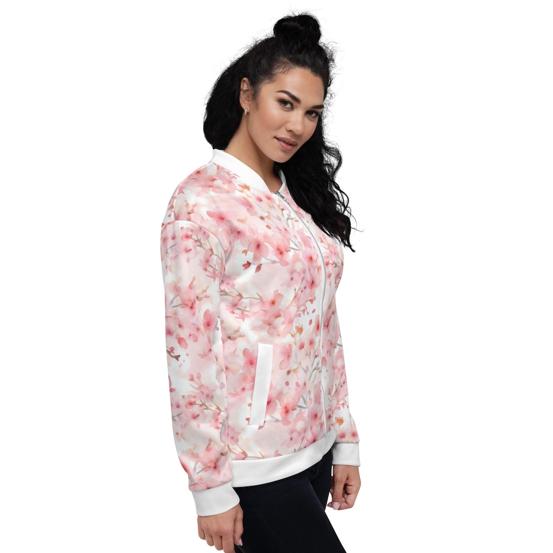 Unisex Cherry Blossom Bomber Jacket, Cute Jacket, Japanese Sakura ...
