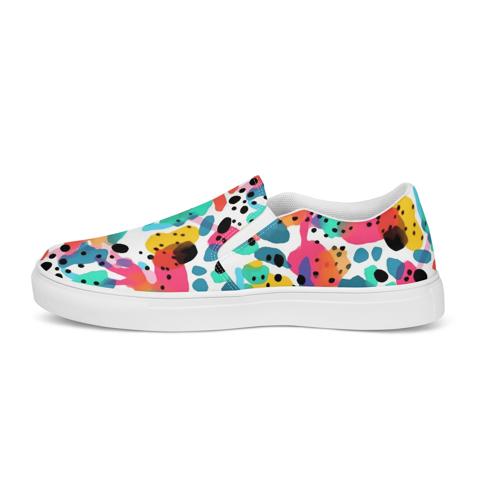 Womens Vivid Abstract Leopard Slip-on Canvas Shoes, Fun Colorful ...