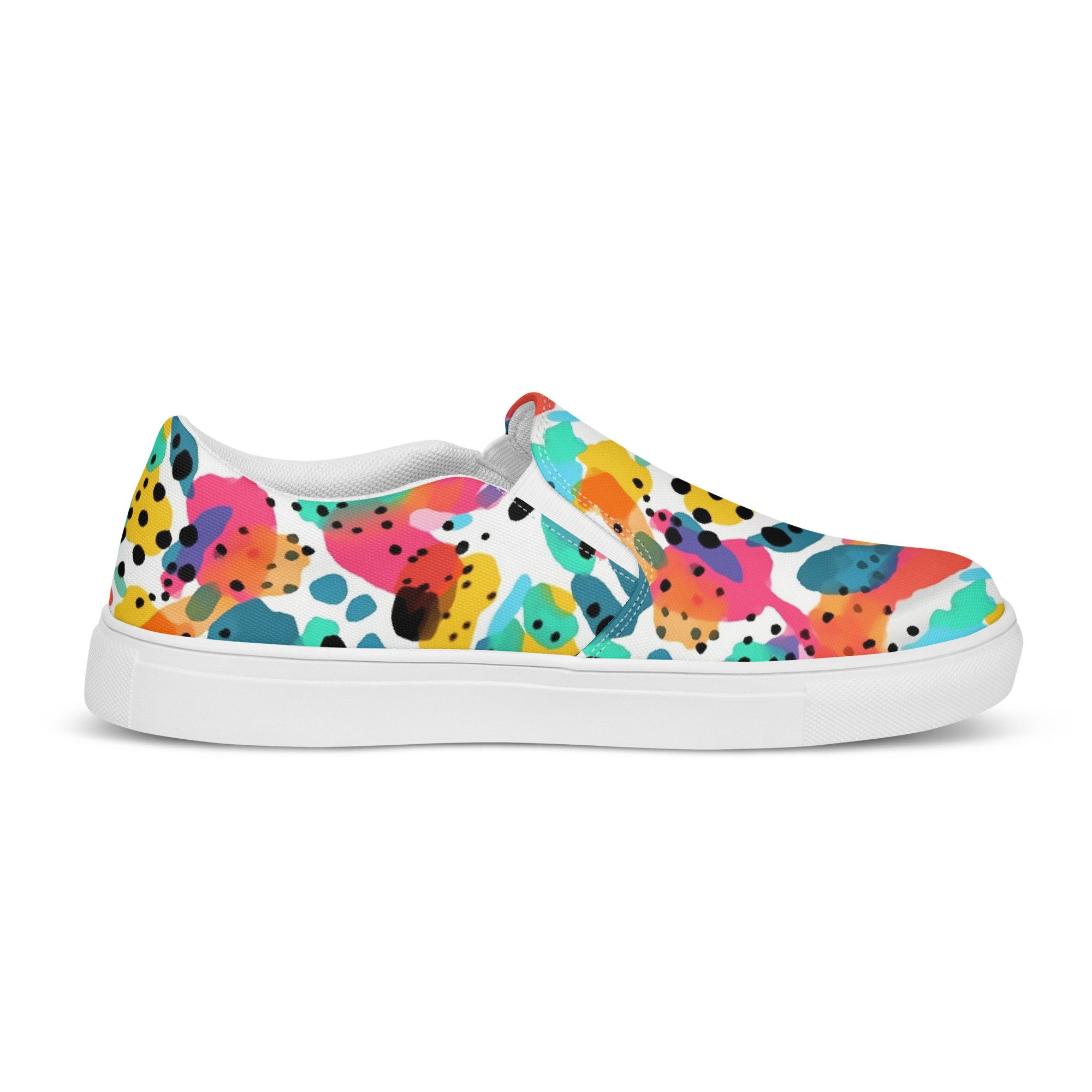 Womens Vivid Abstract Leopard Slip-on Canvas Shoes, Fun Colorful ...