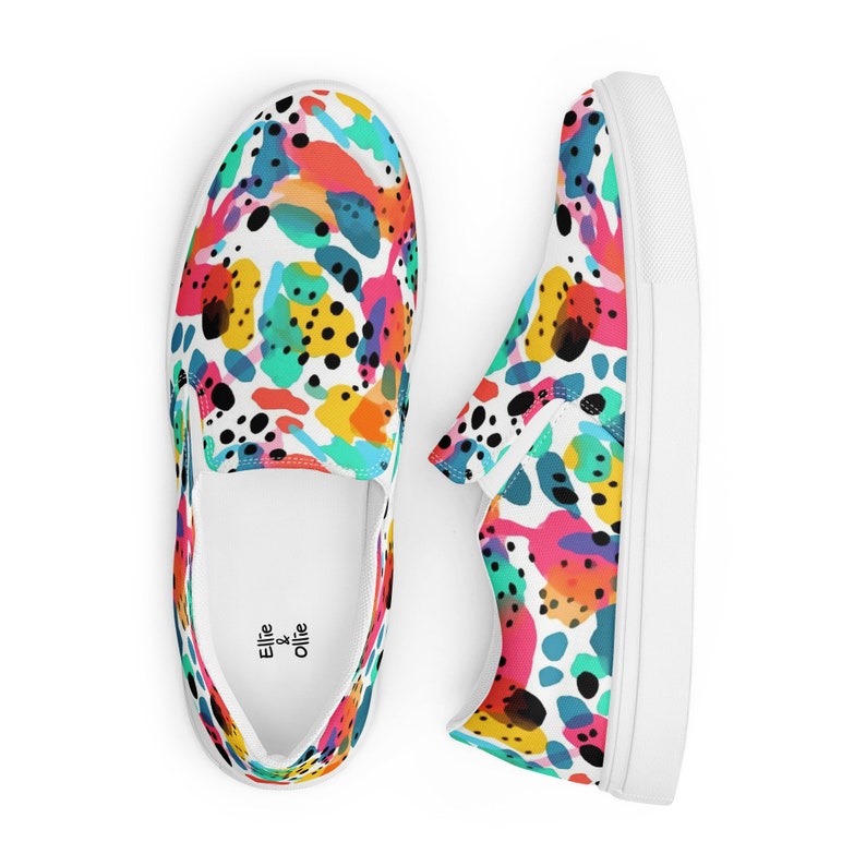 Womens Vivid Abstract Leopard Slip-on Canvas Shoes, Fun Colorful ...