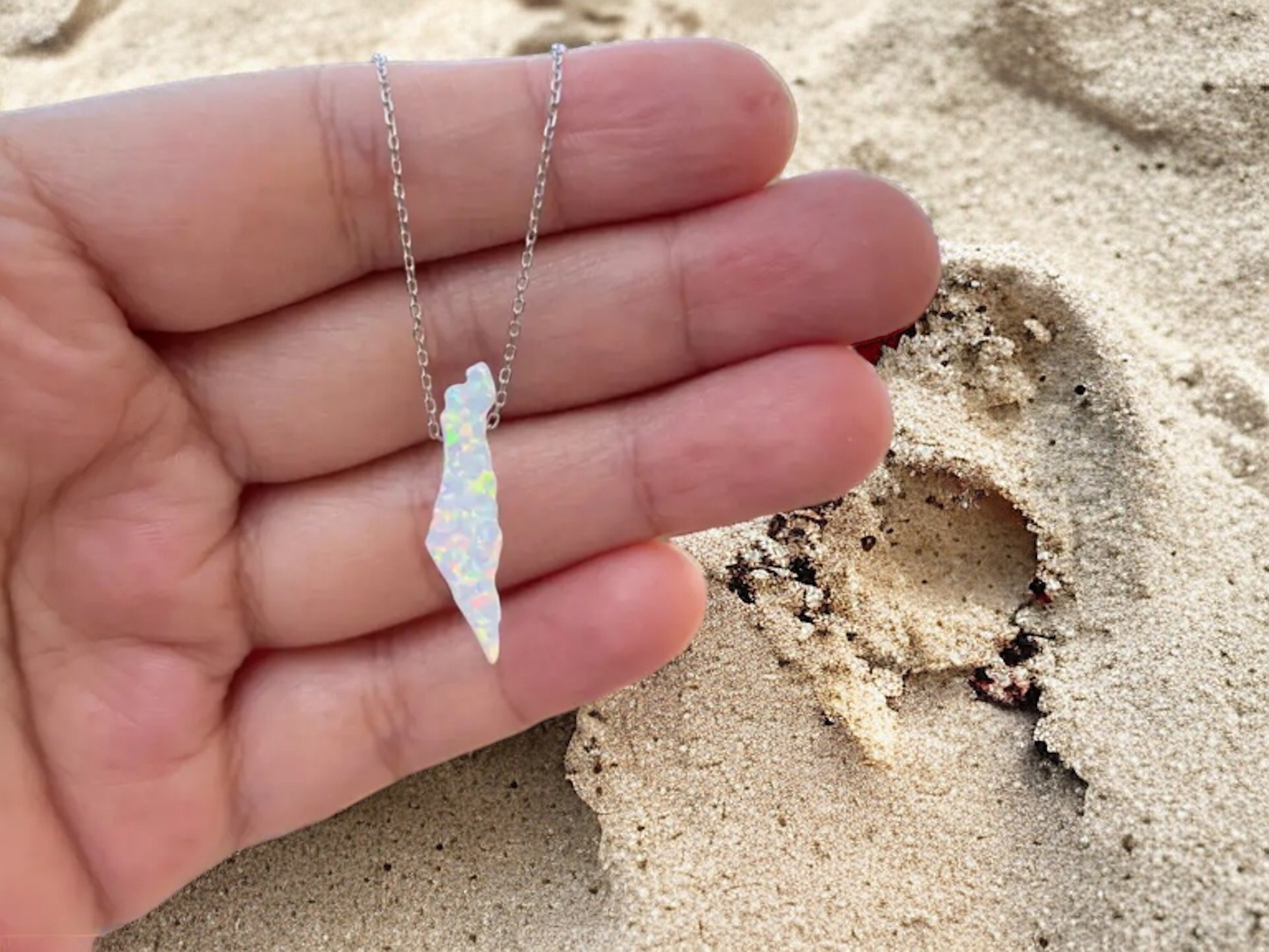 Opal Necklace, Palestine Necklace, White Opal Necklace, Opal Israel ...