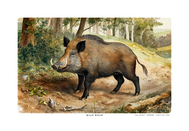 WILD BOAR · Animal Prints · Illustrated Art · Scientific Names & Origin ...