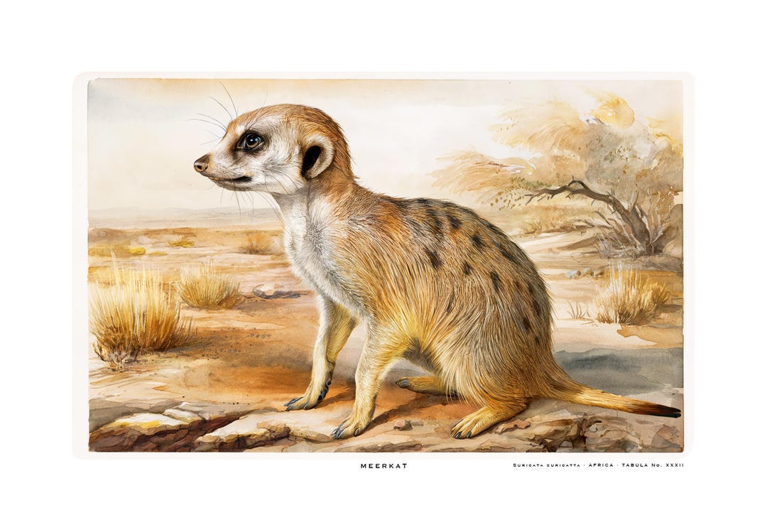 MEERKAT · Animal Prints · Illustrated Art · Scientific Names & Origin ...