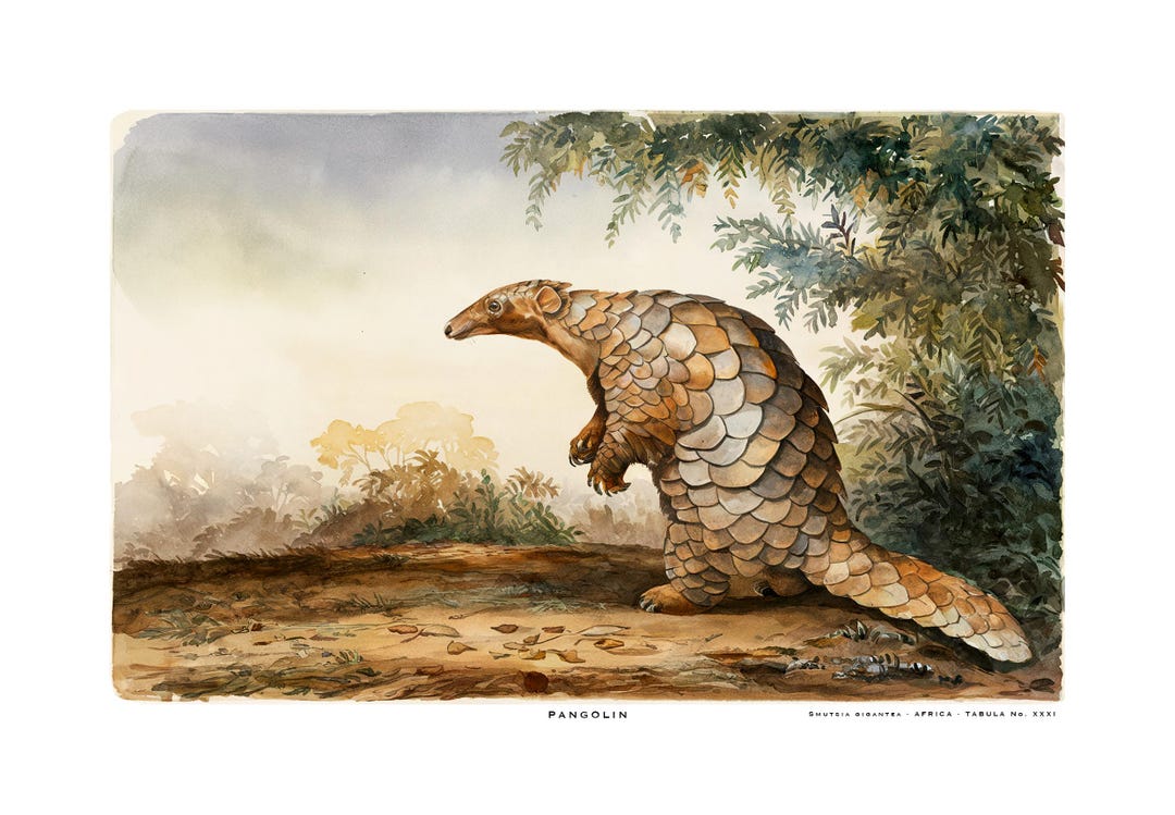 PANGOLIN Animal Prints Illustrated Art Scientific Names & Origin High ...